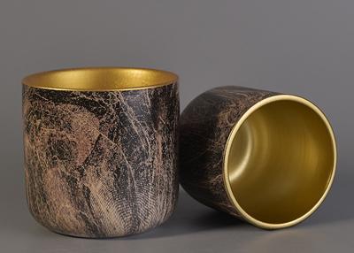 China De Overdracht die van het schorswater Met de hand gemaakte Ceramische Kaarshouders met Gouden binnen Plateren drukken Te koop