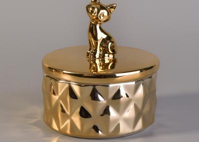 China Houders van de decoratie de Gouden Met de hand gemaakte Ceramische Kaars met Aangepaste Deksels Te koop