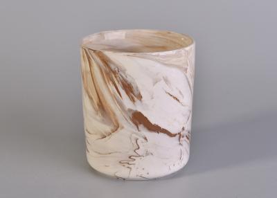 China Efeito de mármore misturado branco ambarino cerâmico do castiçal longo do cilindro de Streight à venda