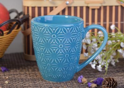 China 287Ml het blauw verglaasde Ceramische het Drinken Mok, Ceramisch de Bloemontwerp van Kandelaarhouders Te koop