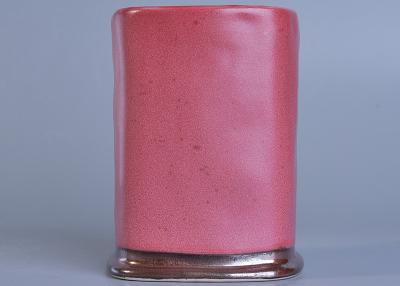 China Het vierkante de Houdersroze van de Cilinder Ceramische Kaars verglaasde Bruine Bodem472ml Hoogte 116mm Te koop