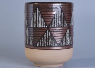 China Figura geométrica linhas pretas do castiçal cerâmico luxuoso dos triângulos pintados à mão à venda