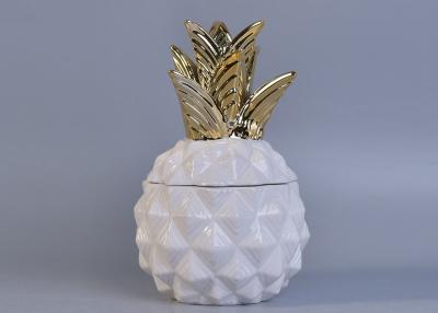 China A decoração home vitrificou suportes de velas cerâmicos do abacaxi com tampa da folha à venda