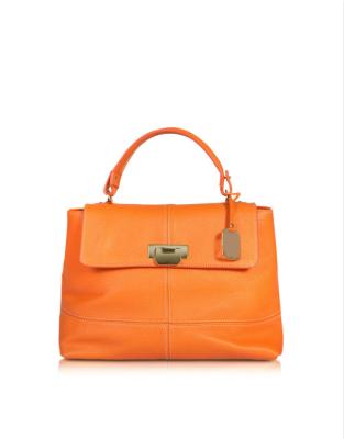 Cina Borse di cuoio arancio genuine di Elegent/borsa totalizzatore di cuoio di Pebbled per la femmina in vendita