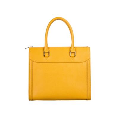 Cina Giallo della borsa di totalizzatore del cuoio genuino di Saffiano 100% di estate delle ragazze con la chiusura staccabile della chiusura lampo in vendita