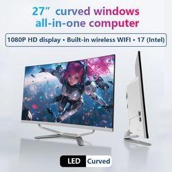 China 27-Inch Curved All-in-One PC Cheap Intel Core I3 I5 I7 Desktop 16GB Video Memory New LCD Display Au for Office Business Working for sale