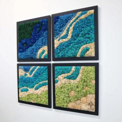 Chine 30*30cm Mousse de rennes Paroi Stabilisé Panneau Art Pour la décoration de paysage avec logo personnalisé à vendre