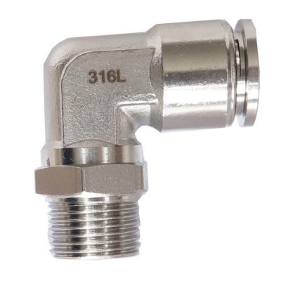 China Stainless Steel Pneumatic Air Fittings 1/8 3/4 BSPT BSPP NPT Male Thread Pneumatic Push In Air Pipe Tube Fittings for sale