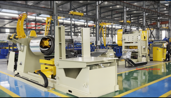Close-up of punching machine components