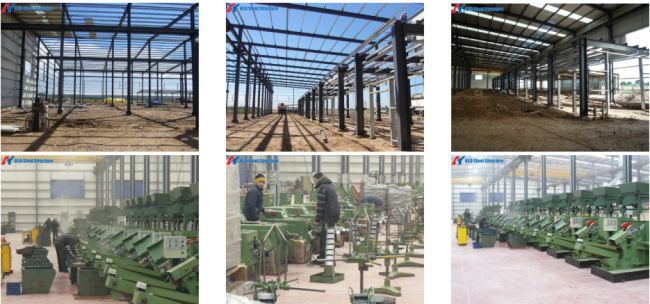 Detailed view of prefabricated light steel structure building components and connections