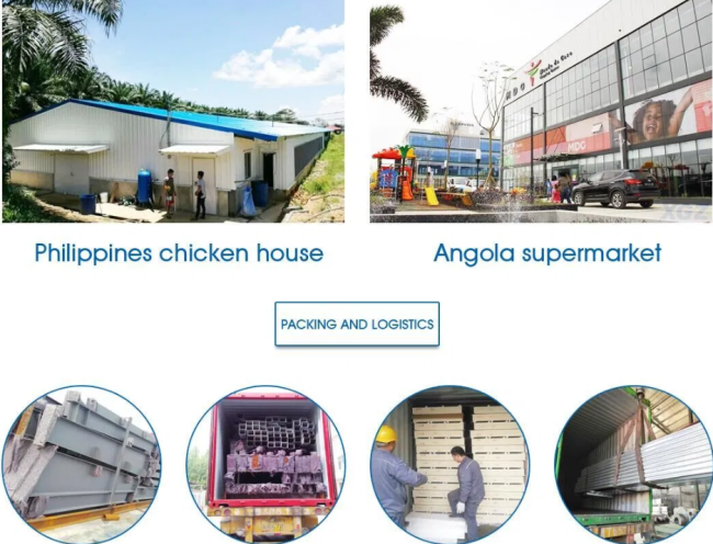 Prefabricated steel structure building panel and frame installation detail