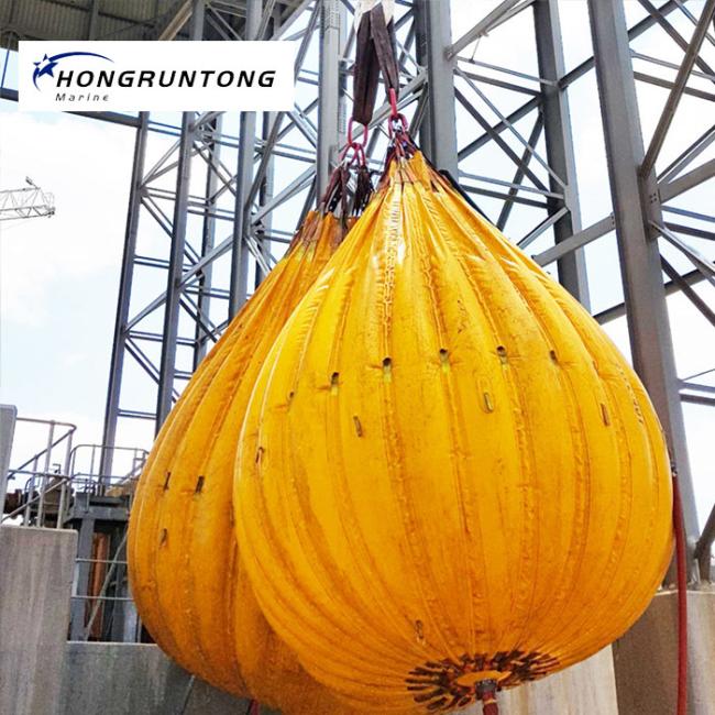 Lifeboat proof load water weight bag filled during controlled load testing