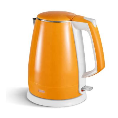 中国 360 degree rotation base new design customized 1.8L 304 stainless steel double layer electric tea kettle for home 販売のため