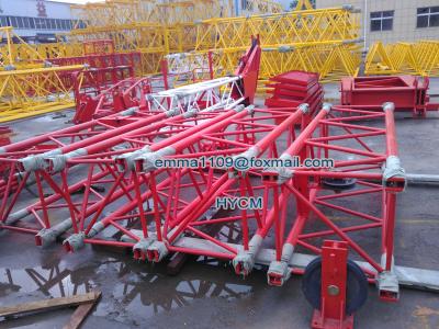 China 6t QTD2520 Kleine Luffing Tower Crane 25m Jib Lengte 1,2m Mast Secitons Te koop