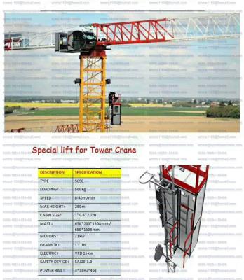 China 500 kg SC50 Elevador de construcción elevador especial para uso de grúas torre fabricante en venta