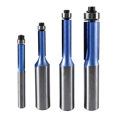 China Customized High Quality 6mm 8mm 12mm Shank 2/3/4 Flute CNC Flush Trim Router Bit With Bearing for Woodworking Tools for sale