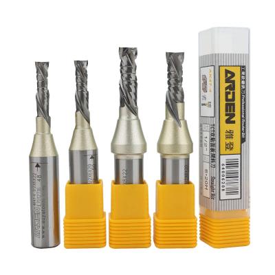 China ARDEN Venda Quente 1/2 1/4 Haste de Carboneto Espiral Fresadora de topo 2F Corte para cima e para baixo Broca de Compressão Madeira CNC Router Bits à venda
