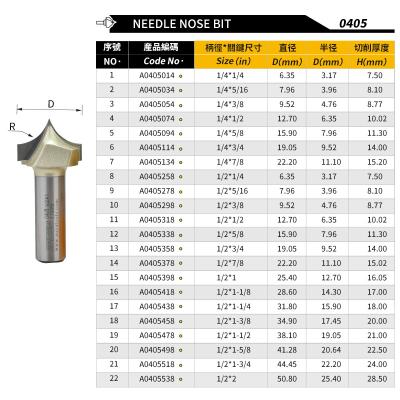 Cina Fresa per router a punta sottile Arden 1/2 con gambo in metallo duro per bachelite, utensile per scanalature, frese per router CNC, lavorazione del legno, fresatura del legno in vendita