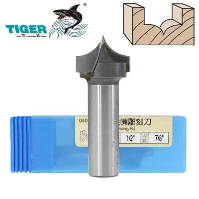 China 1/2/1/4 Shank  0405 Cnc Machion Tools Carbide Door Panel Ovolo Carving Bit  Pointed Roundover Router Bit tiger Cnc Router Bit for sale