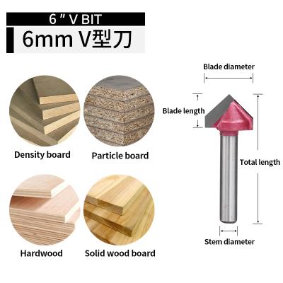 Cina Tideway 6mm Shank CNC V Bit 60 90 120 150 gradi Carbide V Groove Router Bit per la lavorazione del legno Custom ODM & OEM Supporto in vendita