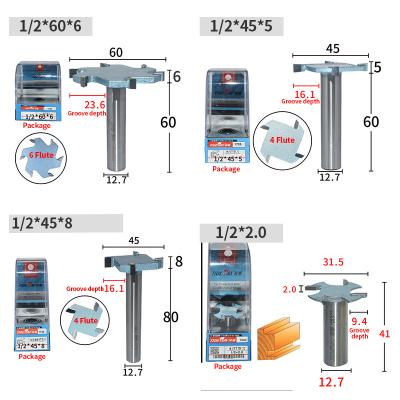 Cina Frese per router Tideway da 4 a 6 taglienti, frese per scanalature a T da 6,35 mm per la lavorazione del legno in vendita