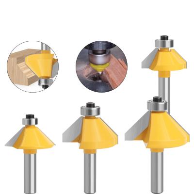 China YingBa Professional Tool Manufacturer 8mm Shank 45 Degree Carbide Bevel Edge Trimming Bits for Wood Woodworking Bits for sale