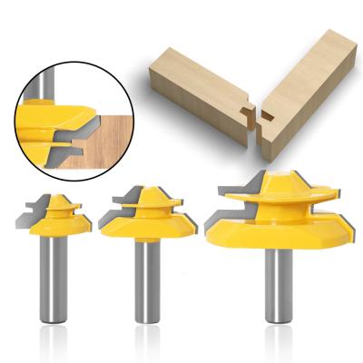 China 45 Degree Lock Miter Router Bit Woodwork Cutter Tool 1/2 Inch Shank Milling Cutter Wood Furniture Engraving Carving Tools for sale