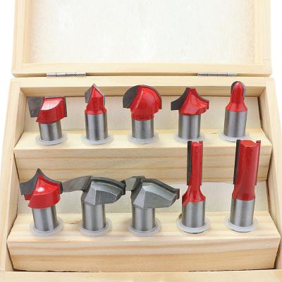 China 10pcs Set 12mm Woodworking Milling Cutters Wooden Box Sets Trimming End Mill Straight Edges Router Bit with Rounded Corners for sale