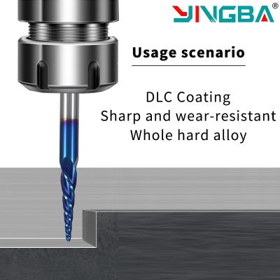 Cina 1/4*2-1/2 HRC65 2 Flute Rivestimenti Nano Blu Set di frese per router CNC in metallo duro per intaglio del legno in vendita