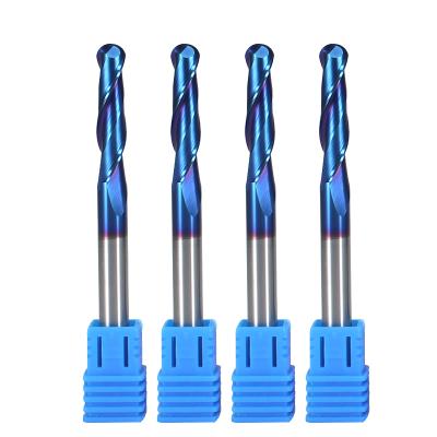 Cina 1/4*2-1/2 HRC65 2 Flute Rivestimenti Nano Blu Set di frese per router CNC in metallo duro per intaglio del legno in vendita