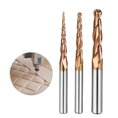 Cina Alta qualità a basso prezzo CNC Router in legno 2Flute CNC Sculture in legno utensili Carburo Taper Ball Nose End Mill 6mm in vendita