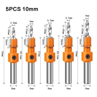 Cina Yingba Hot Selling 8mm HSS Countersink Legno Router Bit Set Counterbore Trapani con estratore a vite Fresante in vendita