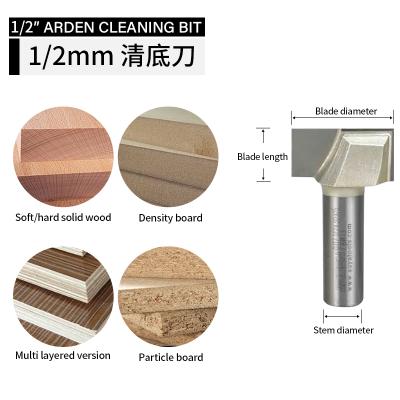 China Arden CNC-Reinigung Planing Bottom Router Bit Flat Bottom Cutter Gravur Bit für die Holzbearbeitung Fräsmaschine zu verkaufen