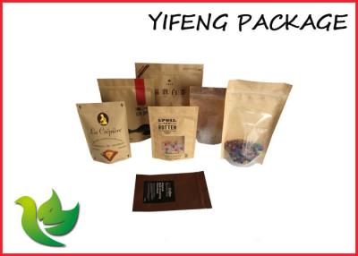 China Gravüren-Druckkraftpapier stehen oben Taschen mit vorderem klarem zu verkaufen