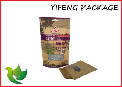 China Wiederversiegelbares Kraftpapier Browns stehen oben Beutel mit Fenster und Reißverschluss zu verkaufen