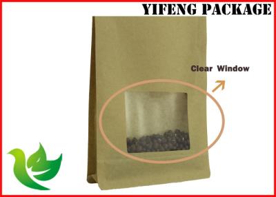 China Kraftpapier stehen oben Beutel mit Fenster-/wiederversiegelbare Kraftpapier-Papiertüte-kundenspezifischem Drucken zu verkaufen