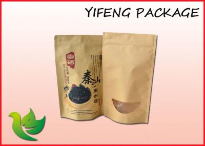 China Bruine Kraftpapier-Document Zak met Ritssluiting en Venster voor Voedsel Verpakking Te koop