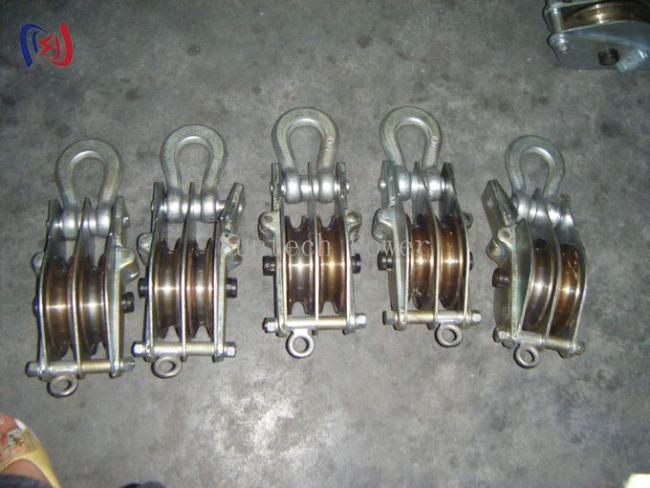 Transmission Lines Dual Sheave Hoisting Knots Iron Lifting Block And Tackle 0