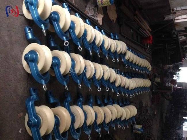 Overhead Line Round Belt Hold Down Wire Rope Pulley Wheel Transmission Stringing Blocks 0