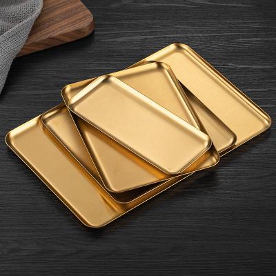 Cina Tavolo da caffè rettangolare in acciaio inossidabile in oro 201 a dimensioni multiple con padella a bordo retto in vendita