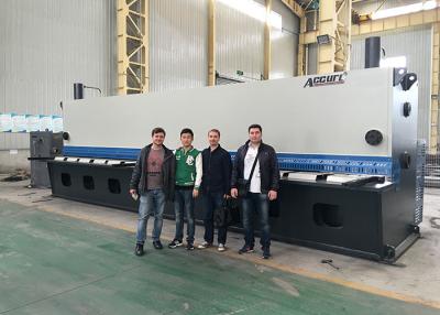 Cina Macchina di taglio tagliata volante della ghigliottina di NC con le regolazioni dell'angolo idraulica 12 * 6000mm in vendita