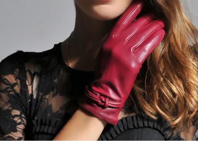 Cina Allacci i guanti di cuoio delle donne del polsino con stile modo/di colore rosso, guanti di cuoio delle pecore in vendita