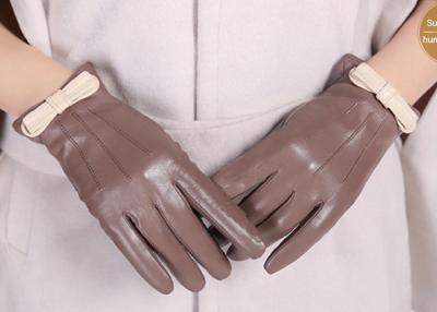 Cina Signore del cuoio delle pecore del polsino di Bowknot che indossano i guanti di cuoio, guanti della mano delle donne in vendita