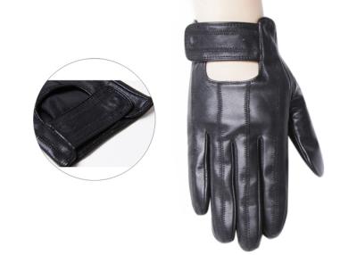 中国 ベルトの袖口のビスコース ライニングが付いている黒いメンズ革ドライビング・グローブ 販売のため