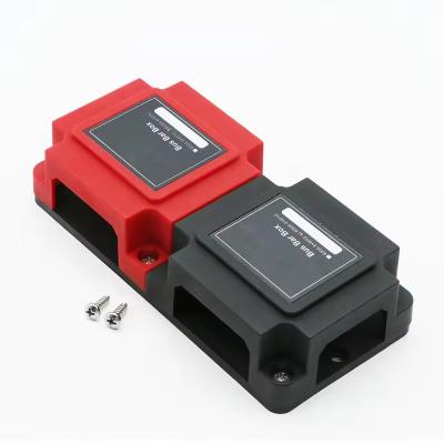 Chine Charge lourde 400A 48V Bar de bus Bloc de distribution d'alimentation de la barre de bus au sol Boîte de bus 400A Bar de bus positive et négative Rouge Noir 8*M10 à vendre