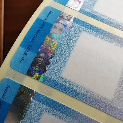 Chine Custom CMYK Security Label Stickers for Luxury Products Banknotes and Protection à vendre