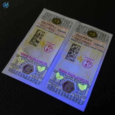 China Impuesto sobre el sello fiscal contra la falsificación con acabado de superficie UV invisible en venta