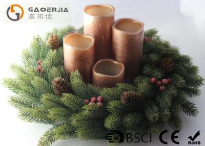 China cera sin llama alineada pintada de bronce del final 4pk llevada velas con el sistema plástico de la guirnalda en venta
