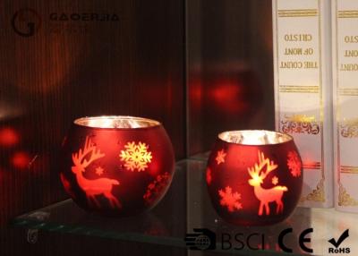 Cina supporto di candela di vetro dipinto di forma della palla con l'immagine del laser con il tealight del LED in vendita