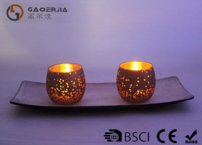 Cina Un insieme del supporto di candela 2 di vetro con il piatto di legno e il tealight del LED in vendita
